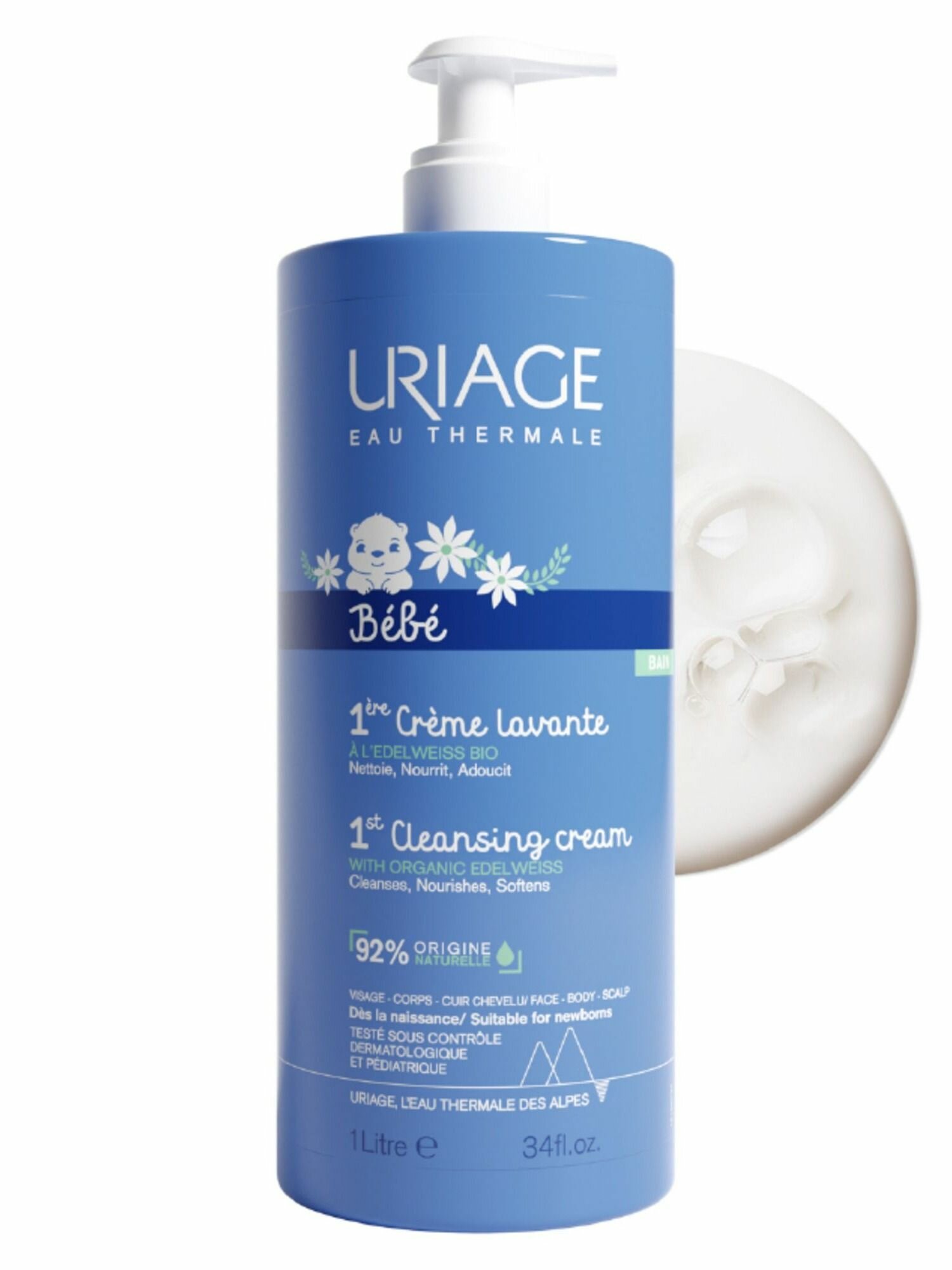 Урьяж Бебе Первый Крем очищающий пенящийся для детей и новорожденных, 1000 мл