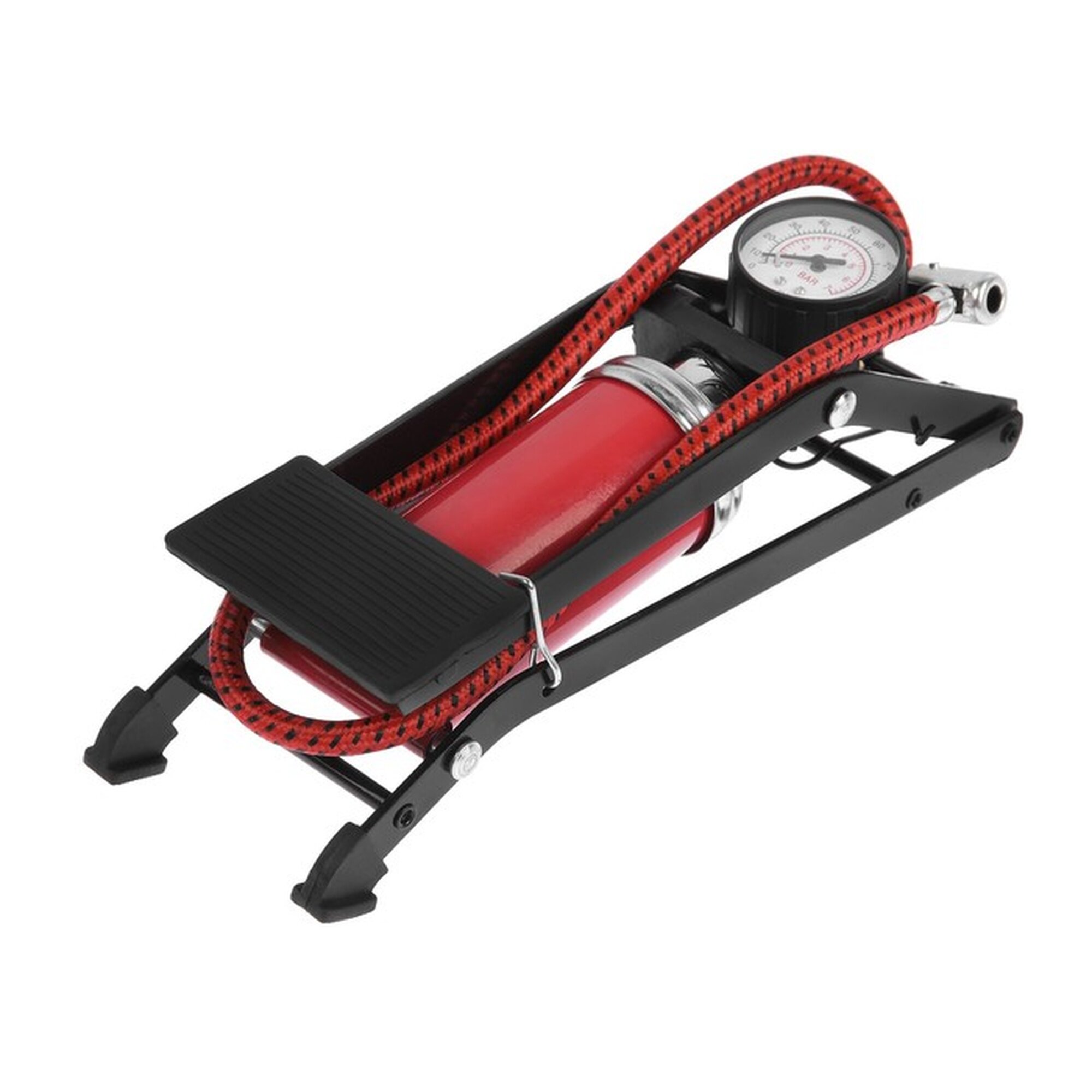 Насос ножной TORSO, с манометром, 1 цилиндр, усиленный, 1 шт.