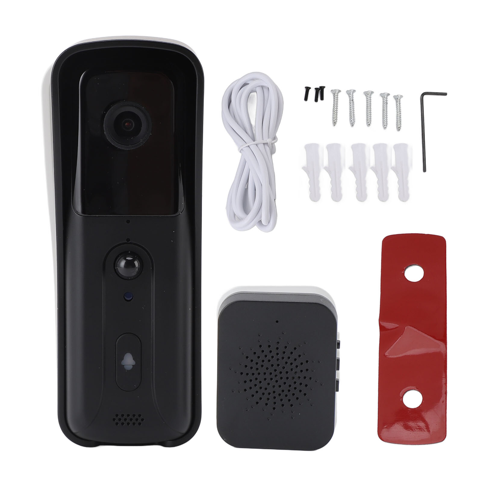 1080P WiFi видеодомофон с PIR, голосовым вызовом, черный