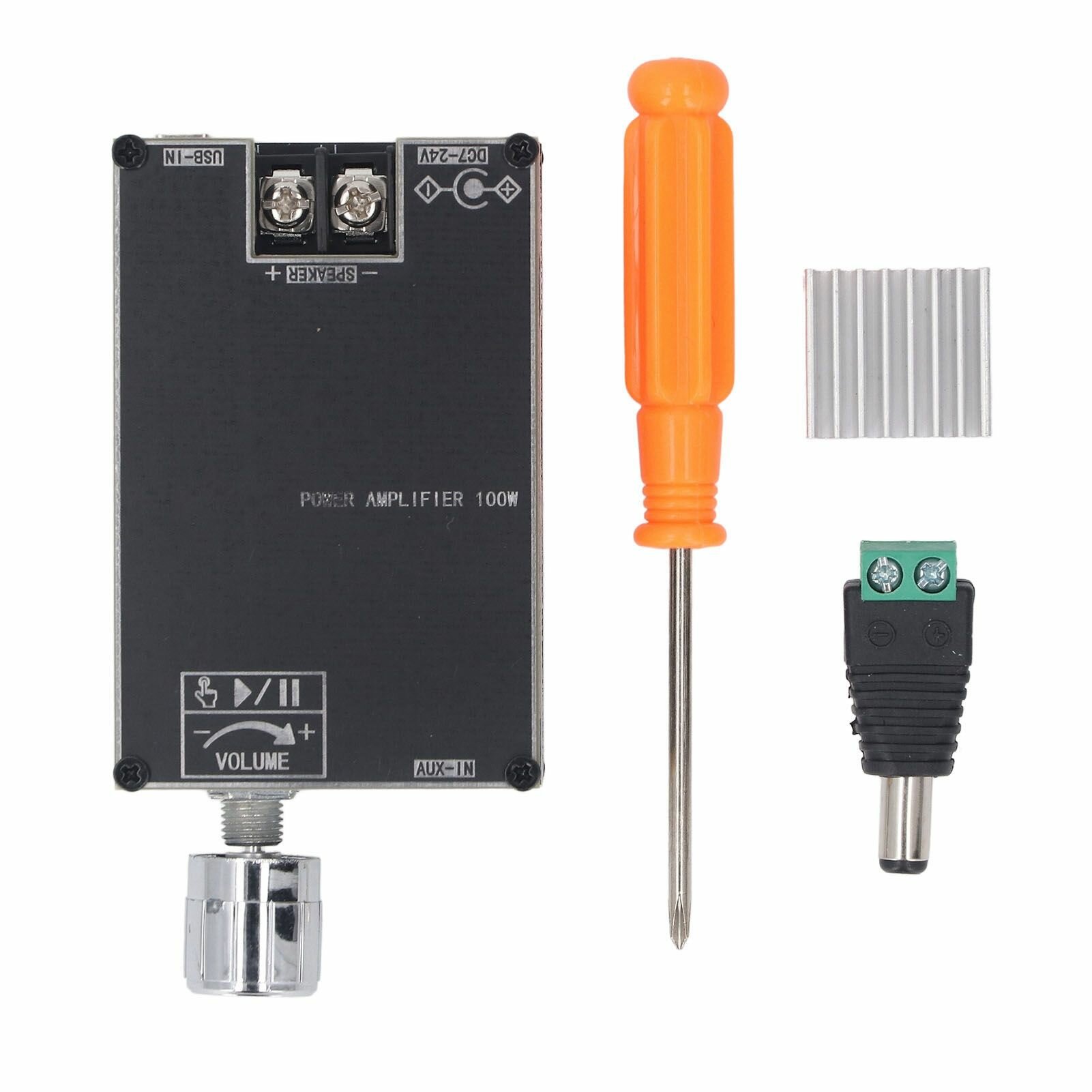 Усилитель звука 100Вт, 1 канал, DC 7-24В, AUX/BT/USB