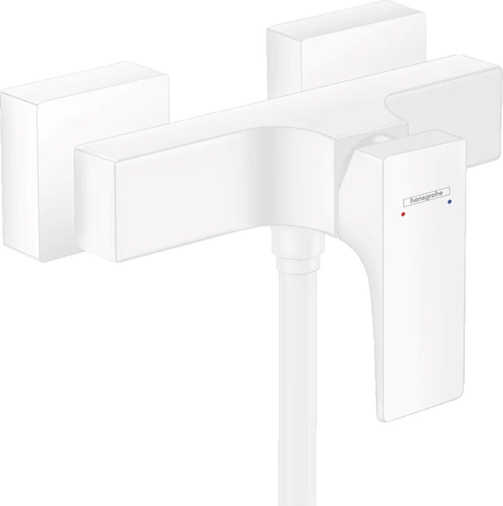 Смеситель для душа Hansgrohe Metropol 32560700 белый, матовый, настенный, латунный, однорычажный, без лейки, смеситель для ванны с душем