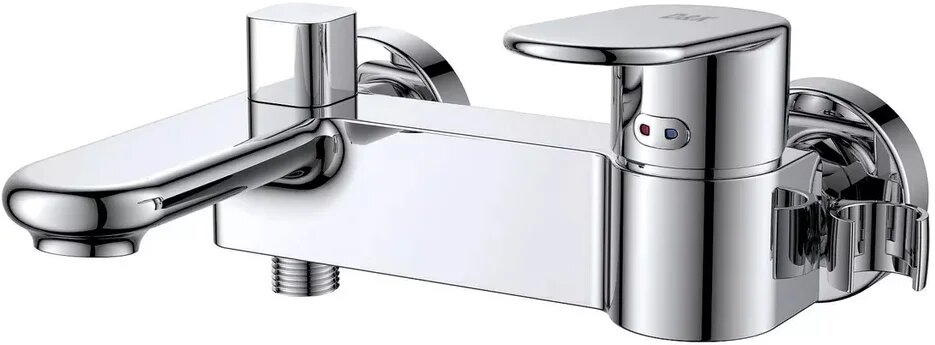 Смеситель для ванны с душем D&K Rhein Speyer DA1313201 с душевым гарнитуром, настенный, однорычажный, хром, глянцевый, латунный, с керамическим картриджем