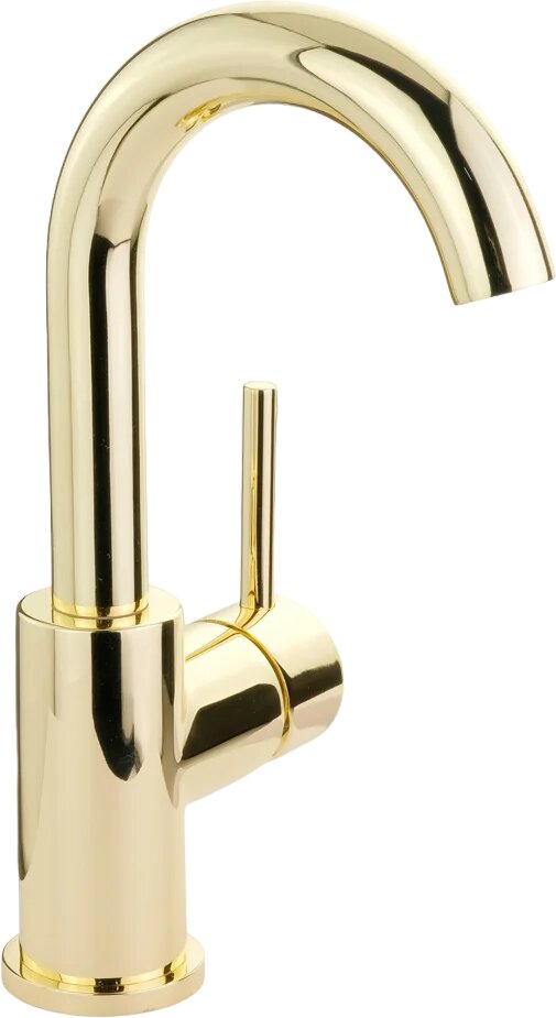 Смеситель для раковины Migliore Fortis 31541 золотой, глянцевый, кран для ванной в раковину, из латуни, рычажный, с поворотным изливом, с керамическим картриджем, с донным клапаном