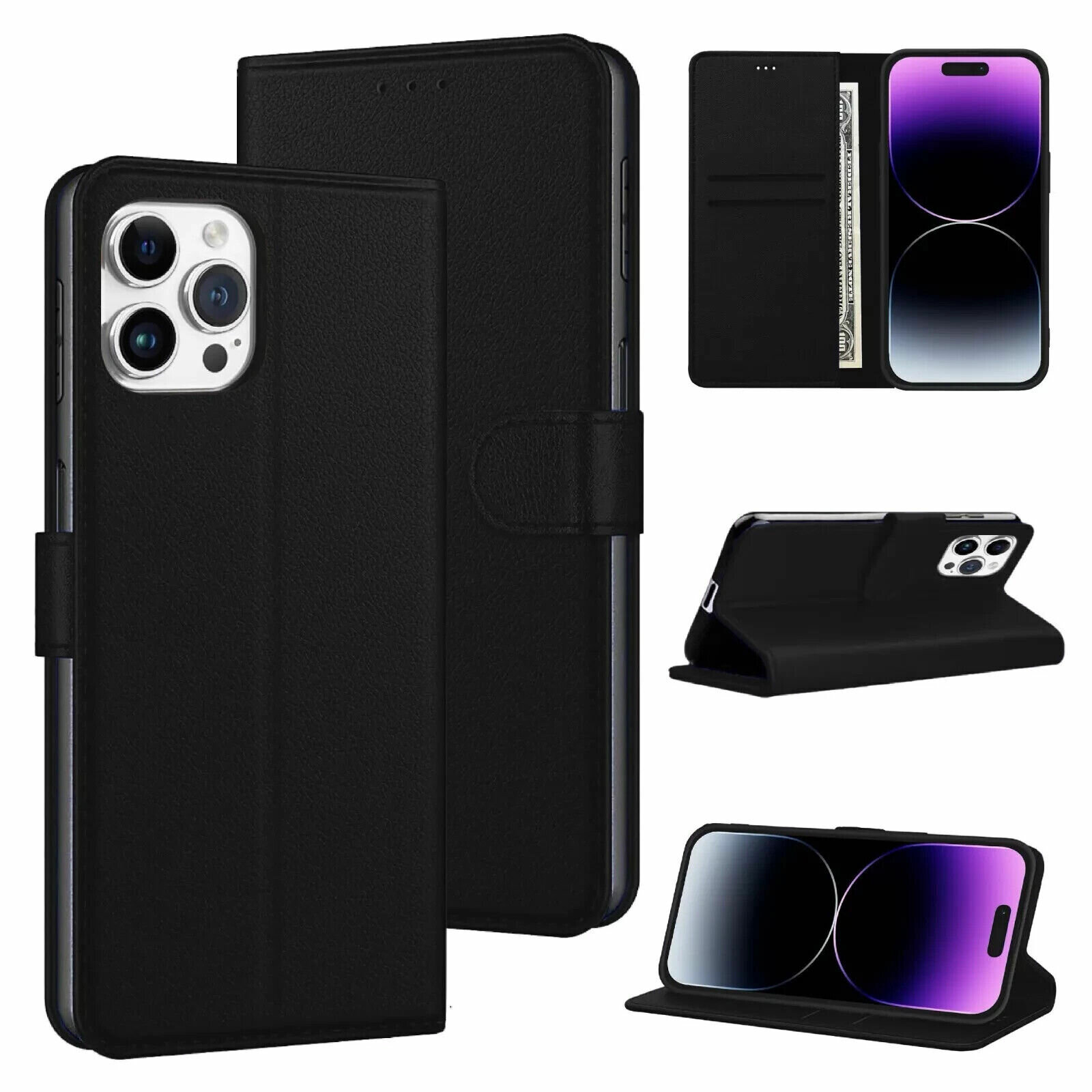 Кожаный чехол-книжка для карточек iPhone 16e SE 7 8 15 Pro Max 14 13 12 16 Pro 15 Slim Protective Cover