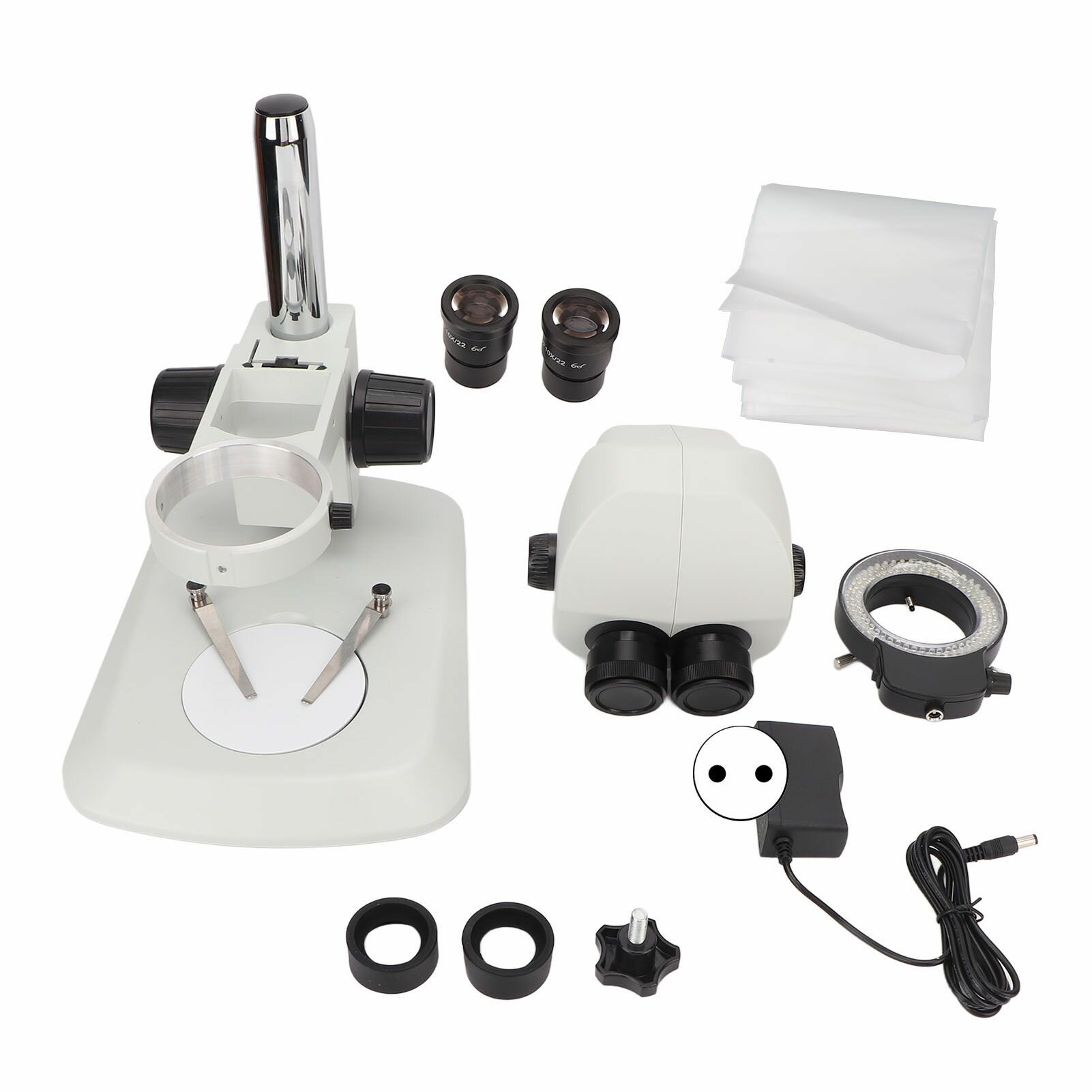 Бинокулярный микроскоп с кольцевой подсветкой, белый, 100-240В, EU Plug