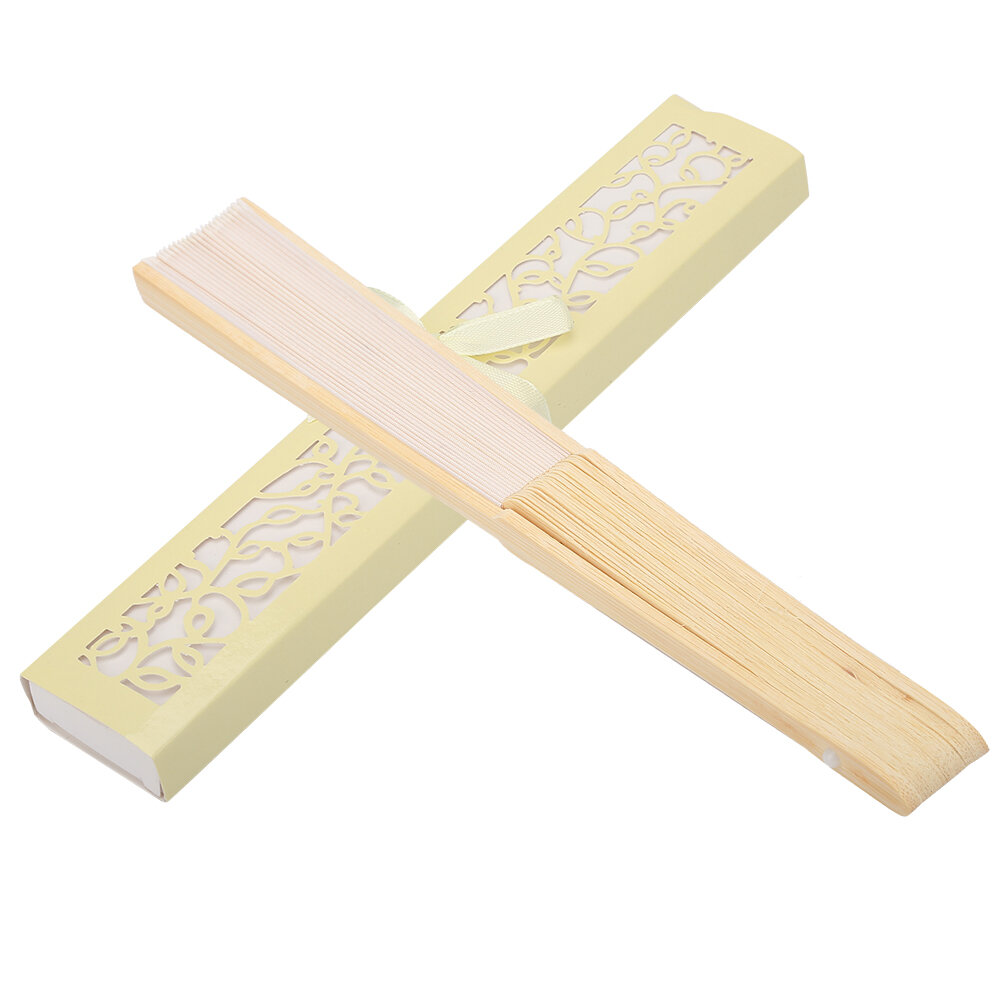 Роскошный вентилятор складной рукой шелка в подарочной коробке с лазерной коробкой Favors Favors Свадебные подарки #1