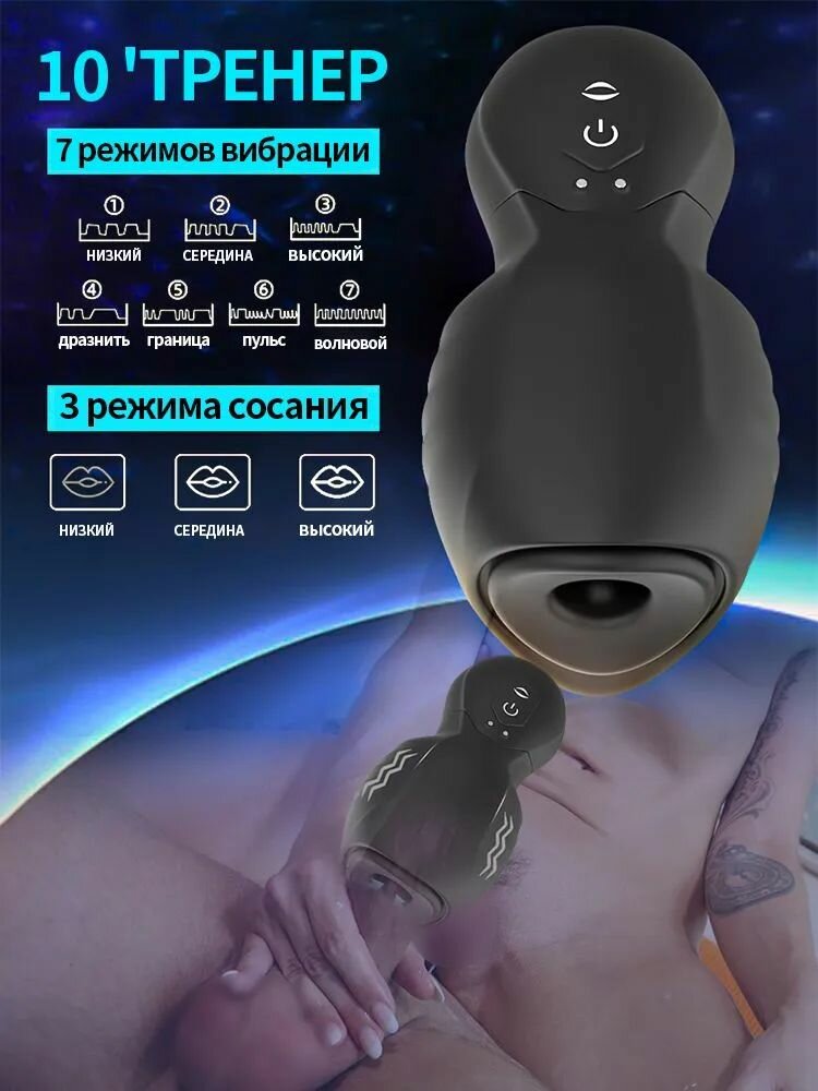Мужской автоматический тренировочный мастурбатор с 3 уровнями всасывания и 7 режимами вибрации