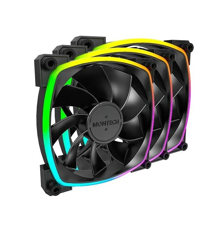 Комплект вентиляторов (3 шт.) Montech RX120 PWM Reverse, черный/ARGB