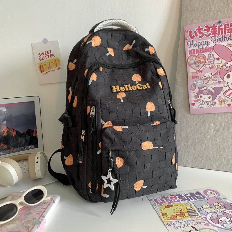 Рюкзак Harajuku Ulzzang, для девочек, 20-35 л, черный, нейлон