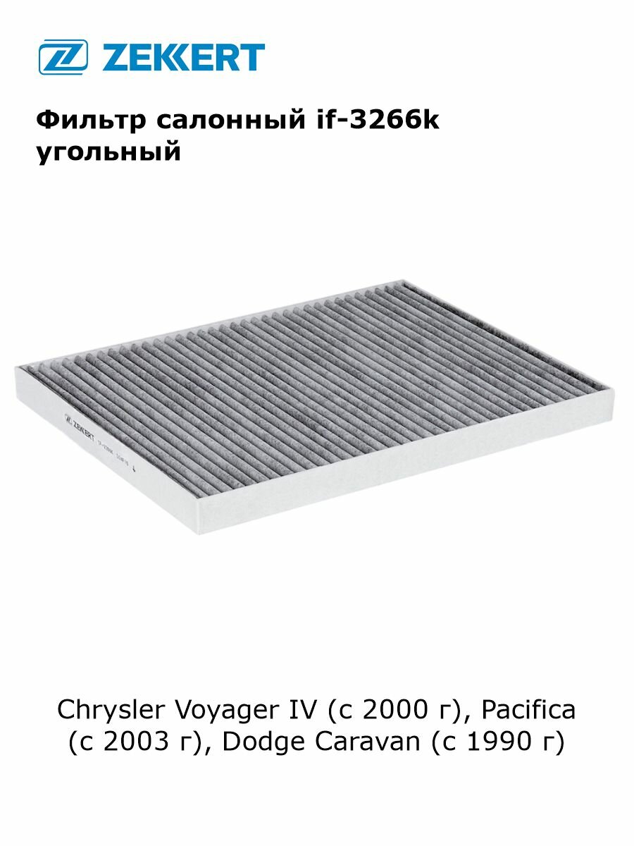 Фильтр салонный для Chrysler Voyager IV (с 2000 г), Pacifica (с 2003 г), Dodge Caravan (с 1990 г) угольный арт if-3266k