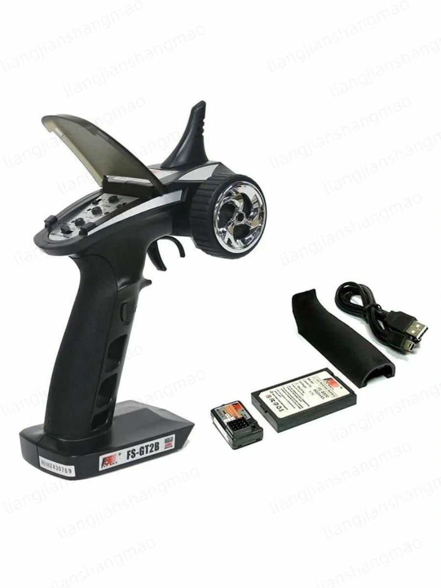 Радиоаппаратура FlySky GT2B (3 канала) с приемником GR3E (3 канала) (2.4гГц, АКБ 800мАч, USB зарядный кабель + резиновая накладка)