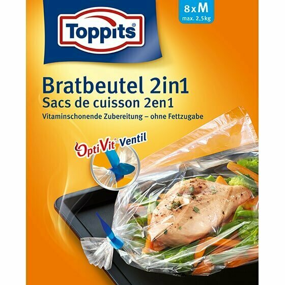 Пакеты для запекания 2 в 1 Toppits, 8 шт, размер M