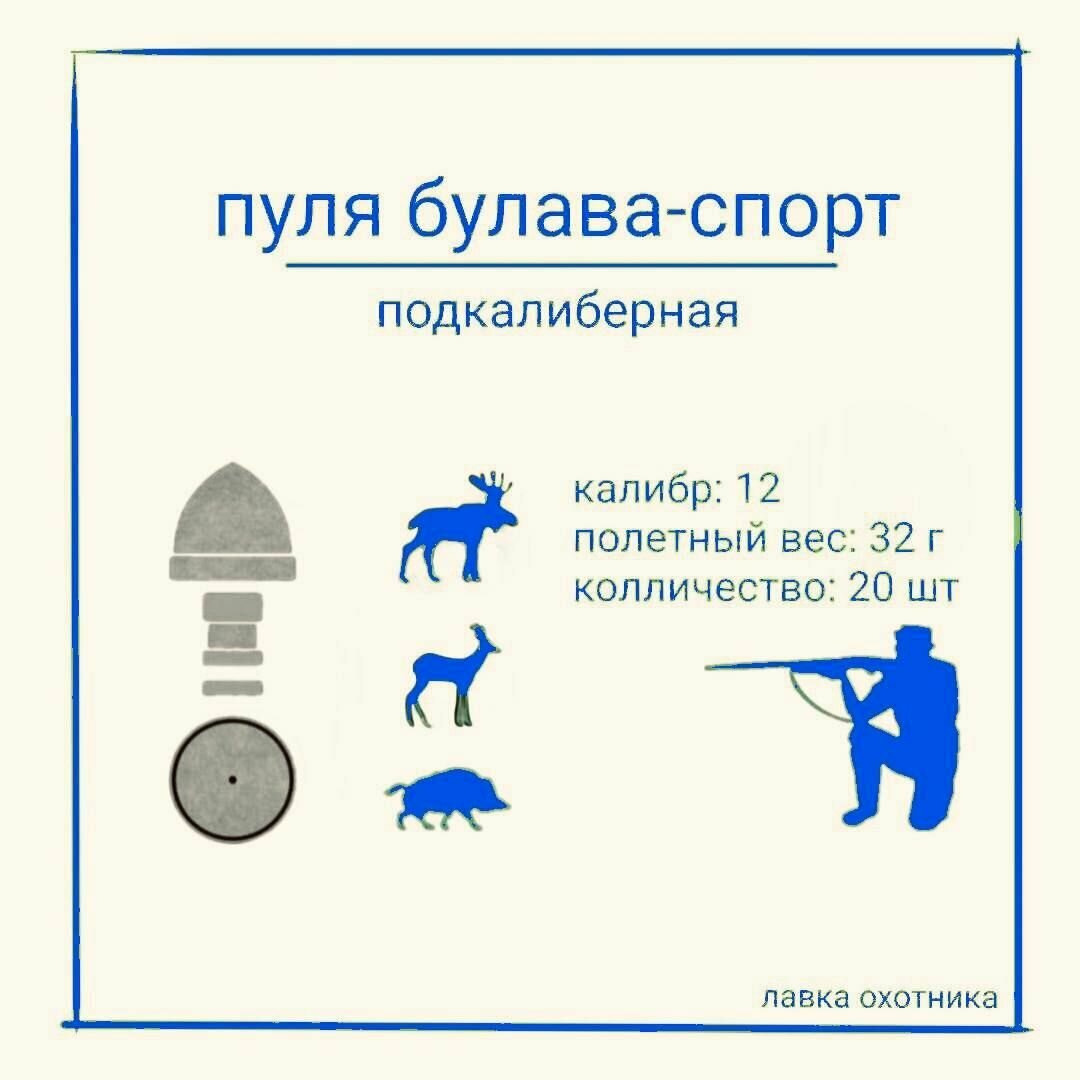 Пуля 12 калибр - булава-спорт - 20 шт.