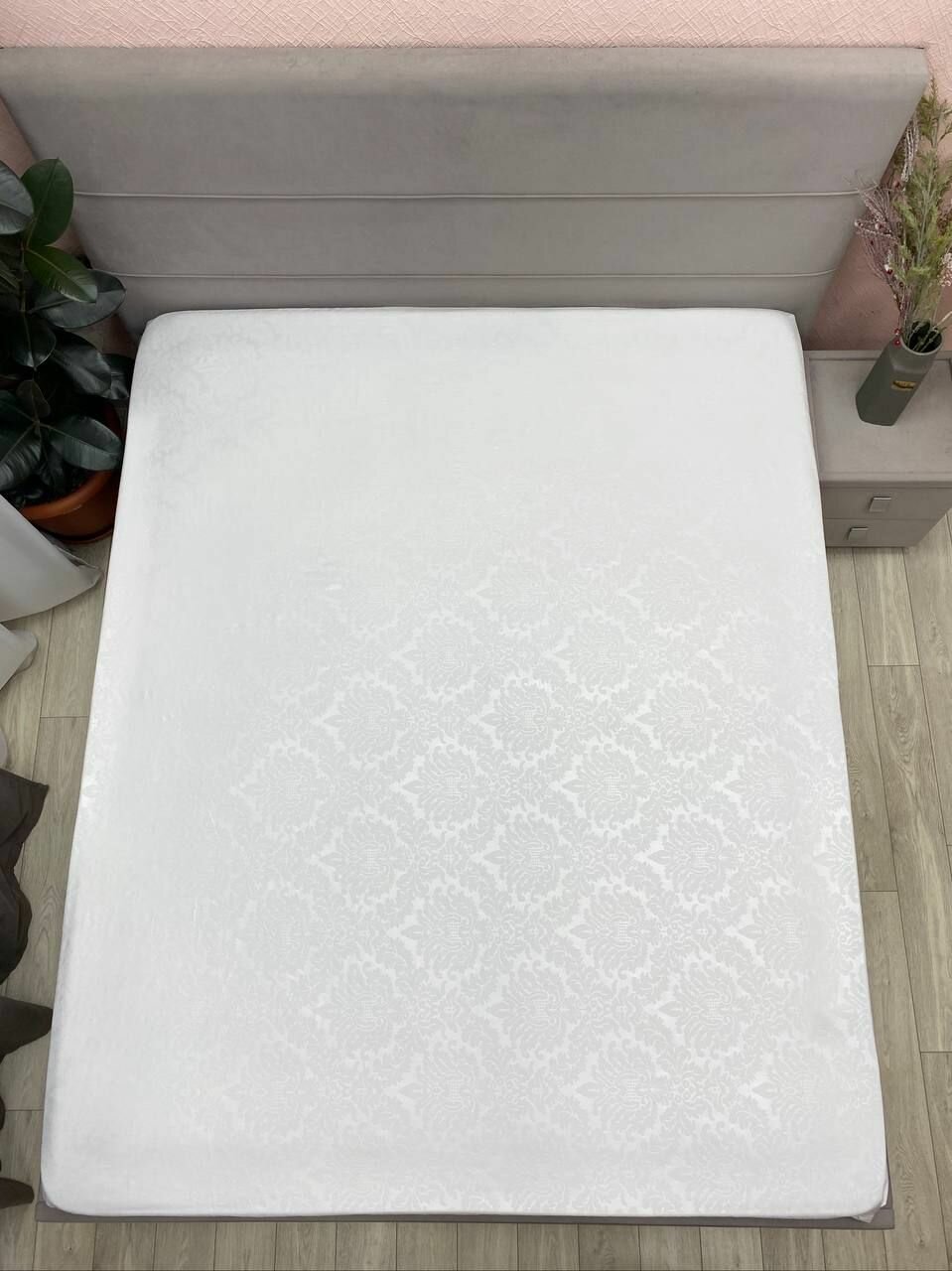 Простыня SOANA, на резинке, гипоаллергенный полисатин, 120x200см, белая