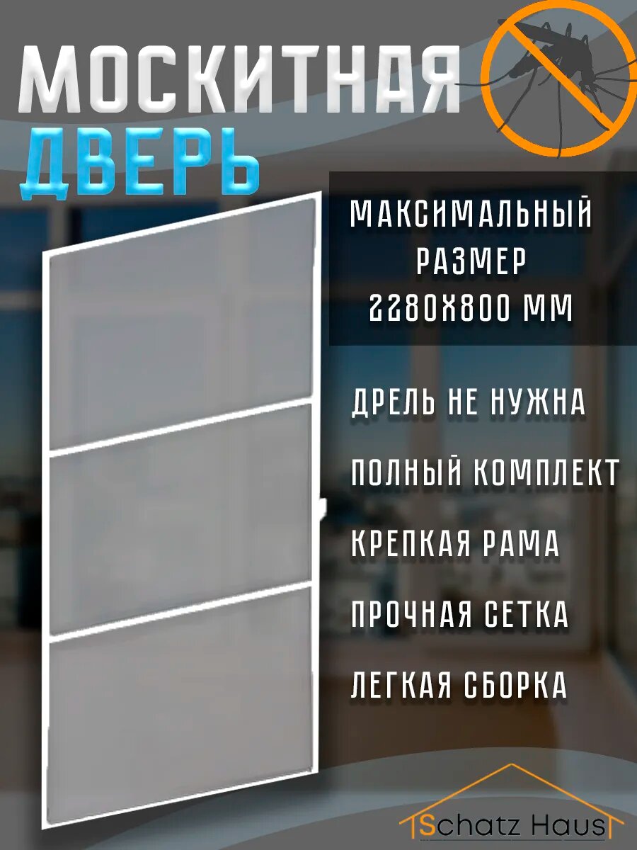 Москитная сетка Schatz Haus, рамочная, универсальная, белая, на дверь