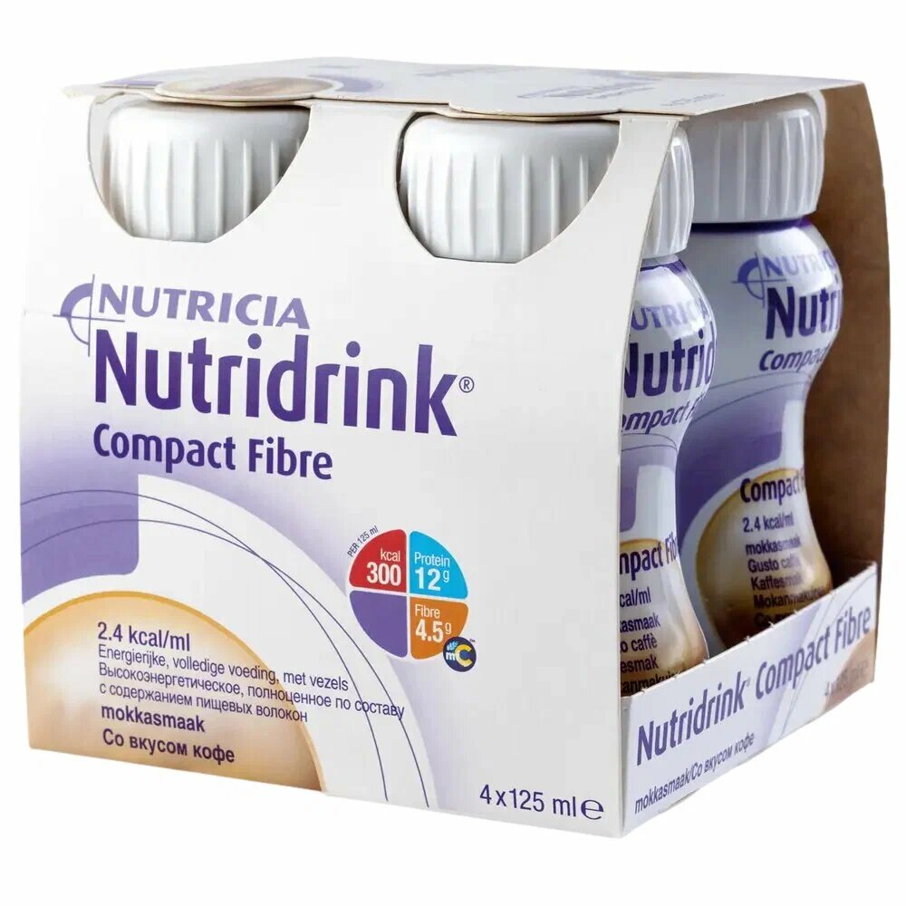 Nutridrink (Nutricia) Compact Fibre, 500 мл, 500 г, кофейный, 4 шт.