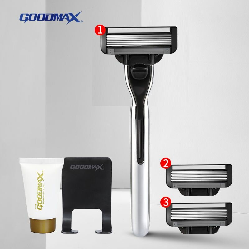 Ручная бритва GOODMAX, шестислойная бритва для бороды для студентов, общежития, офиса и домашнего использования с нескользящей ручкой