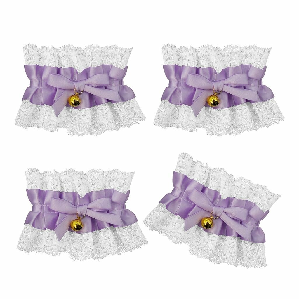 2 пары кружевных бантиков, браслетов-колокольчиков-фиолетовый