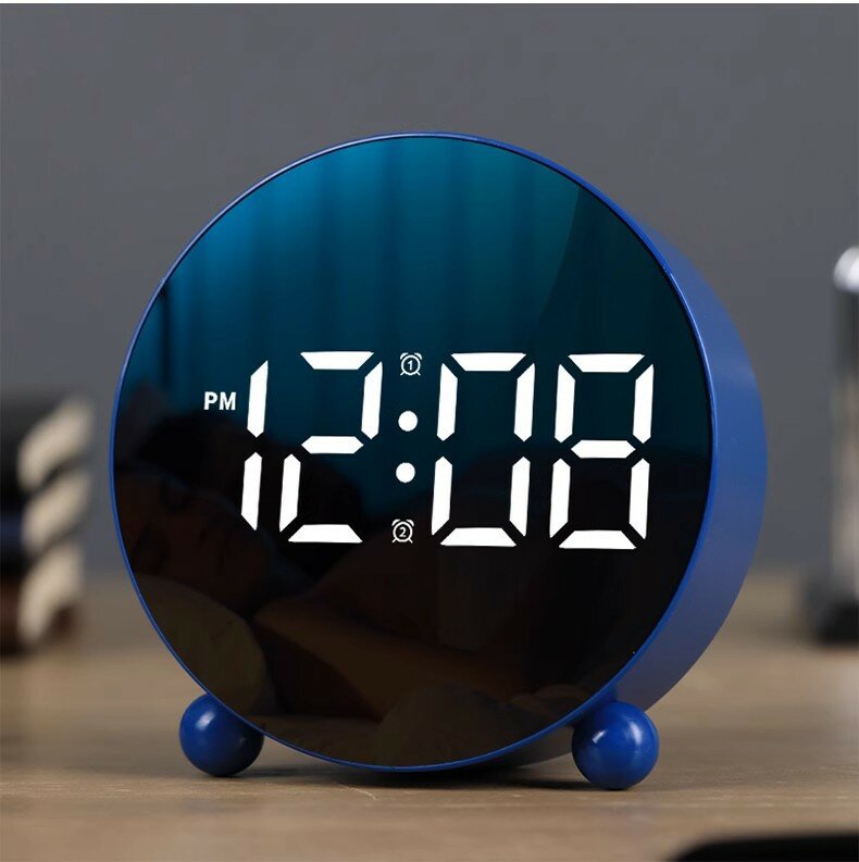 Электронный будильник IKEA, круглый, с RGB-подсветкой, синий, 11 см