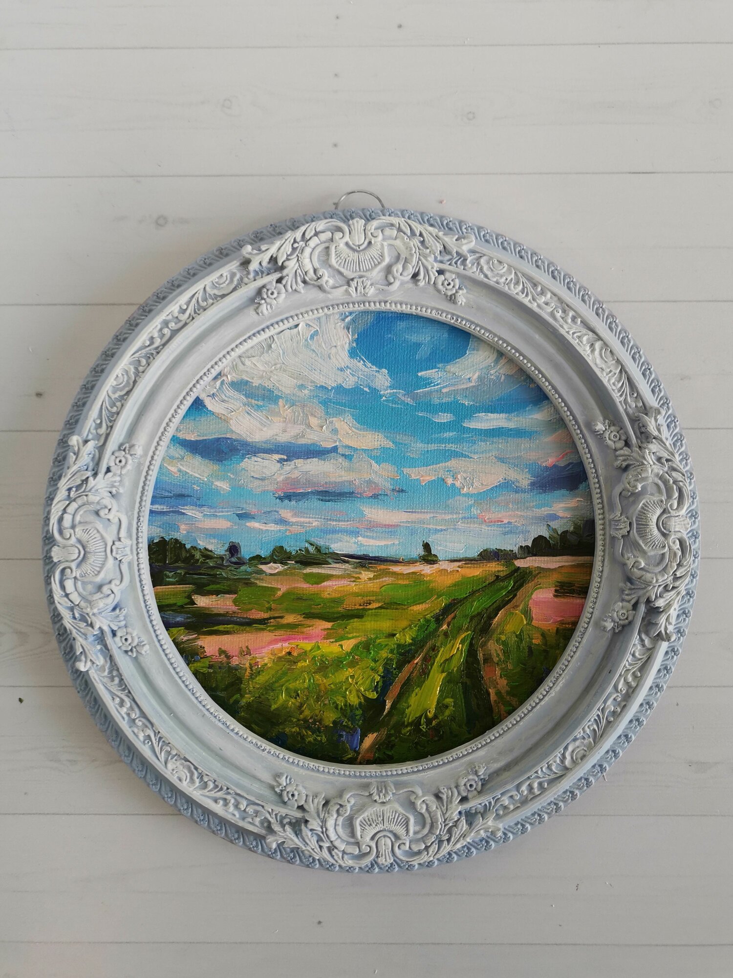 Картина маслом БрусникаАрт круглая Пейзаж