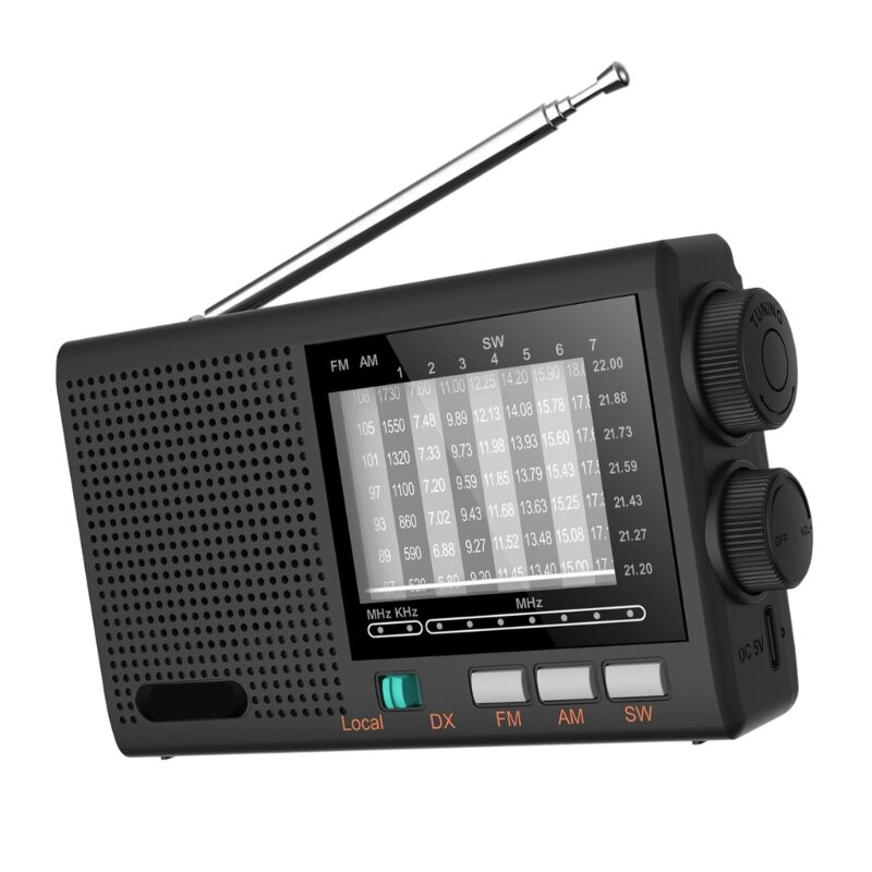 Перезаряжаемый AM FM SW Радиоприемник с быстрой зарядкой Type C С Мощными Динамиками мощностью 5 Вт и большой громкостью для пожилых людей