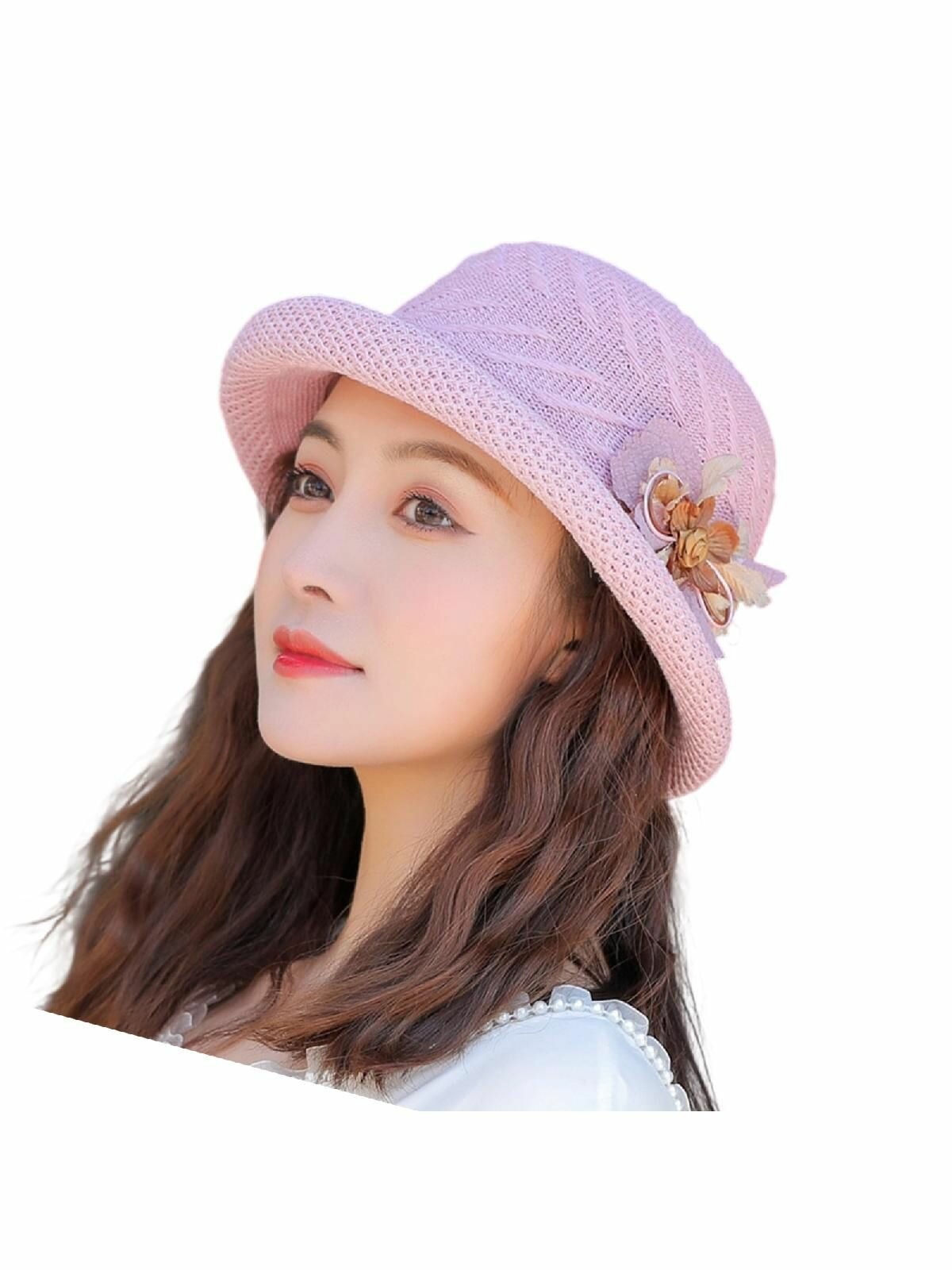 Вязаная шляпа с узлом для рыбалки, Розовый