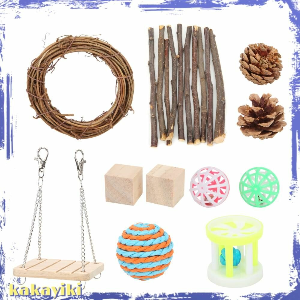 Деревянные игрушки для грызунов, набор для игр и ухода за зубами, хомяки и кролики