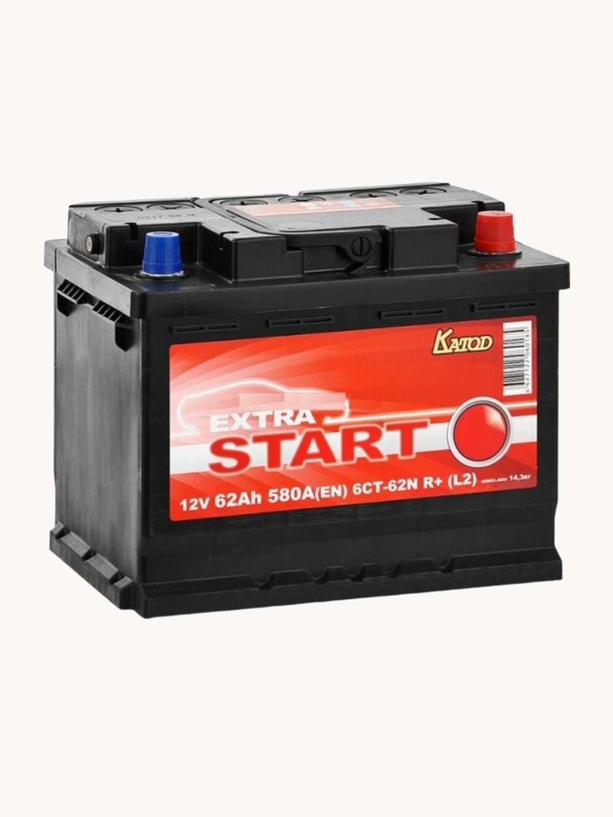 Аккумулятор Extra Start 62e 6СТ-62N R+ (L2), 242x175x190, обратная полярность, 62 Ач