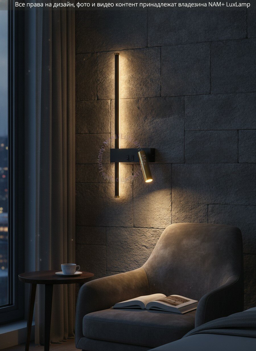 Светильник светодиодный Бра настенные с выключателем Левый LuxLamp LED 13W 8-10 кв м
