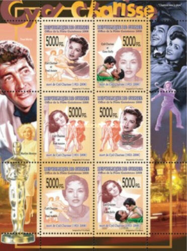 Почтовые марки Гвинея 2008г. "Знаменитости - Сид Чарисс, 1921-2008" Актеры MNH
