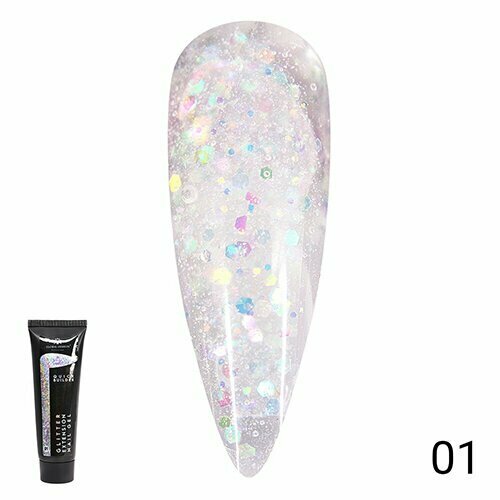 Global Fashion, Цветной полигель с глиттером №1 (30 гр)