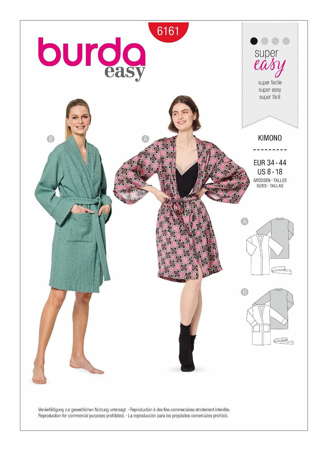 Выкройка BURDA №6161 Кимоно, халат