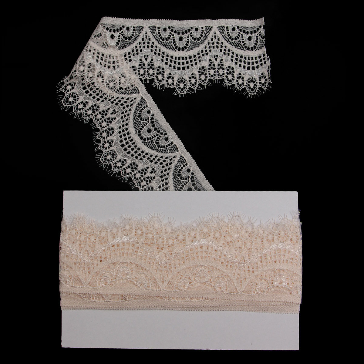 Кружево эластичное для шитья и рукоделия, 6 см*13,71 м, цвет молочный, Айрис