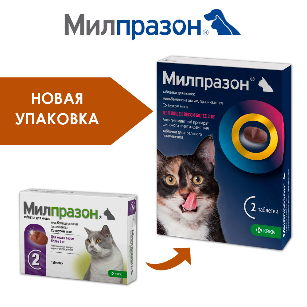 Милпразон таблетки для кошек весом более 2 кг