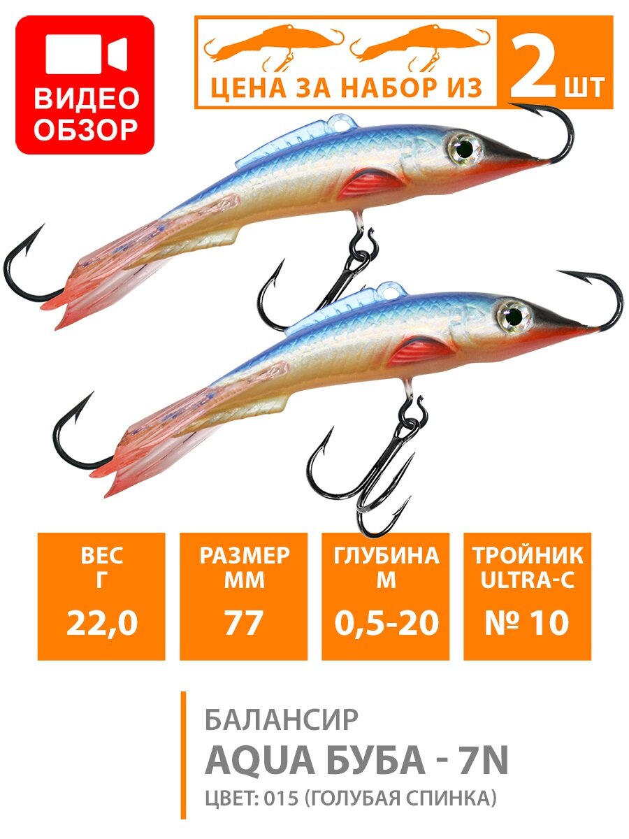 Балансир для зимней рыбалки AQUA Буба 77mm 22g цвет 015 2шт