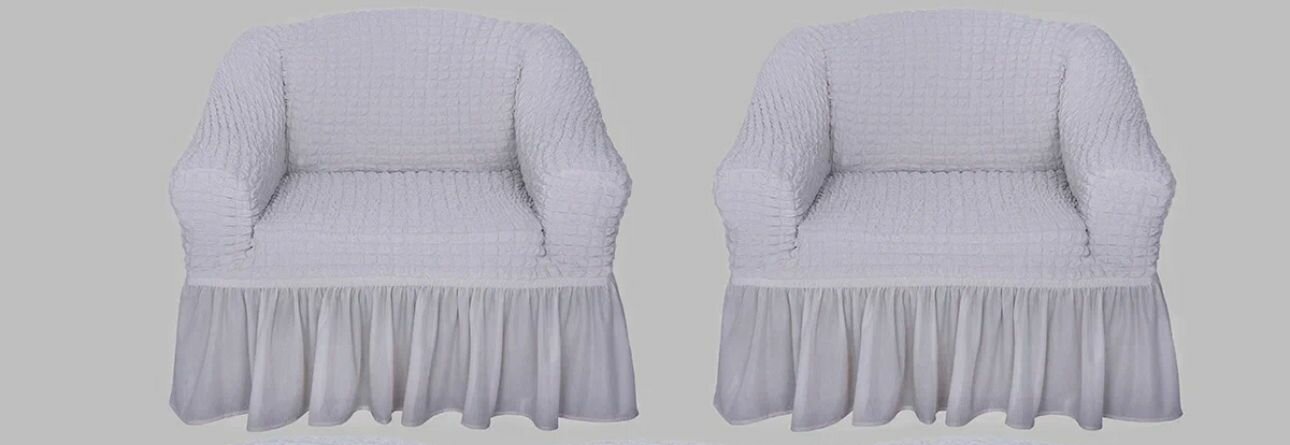 Чехлы на кресла с оборкой на резинке 2шт, Универсальные чехлы на кресла с юбкой на резинке