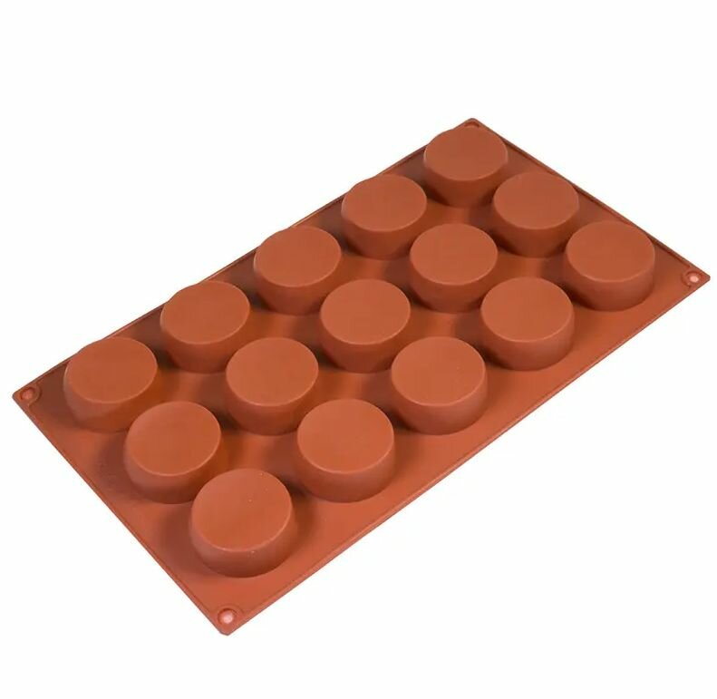 Форма силиконовая для выпечки и запекания "Флан" 15 ячеек d-5см h-1,4см 30х17,5см