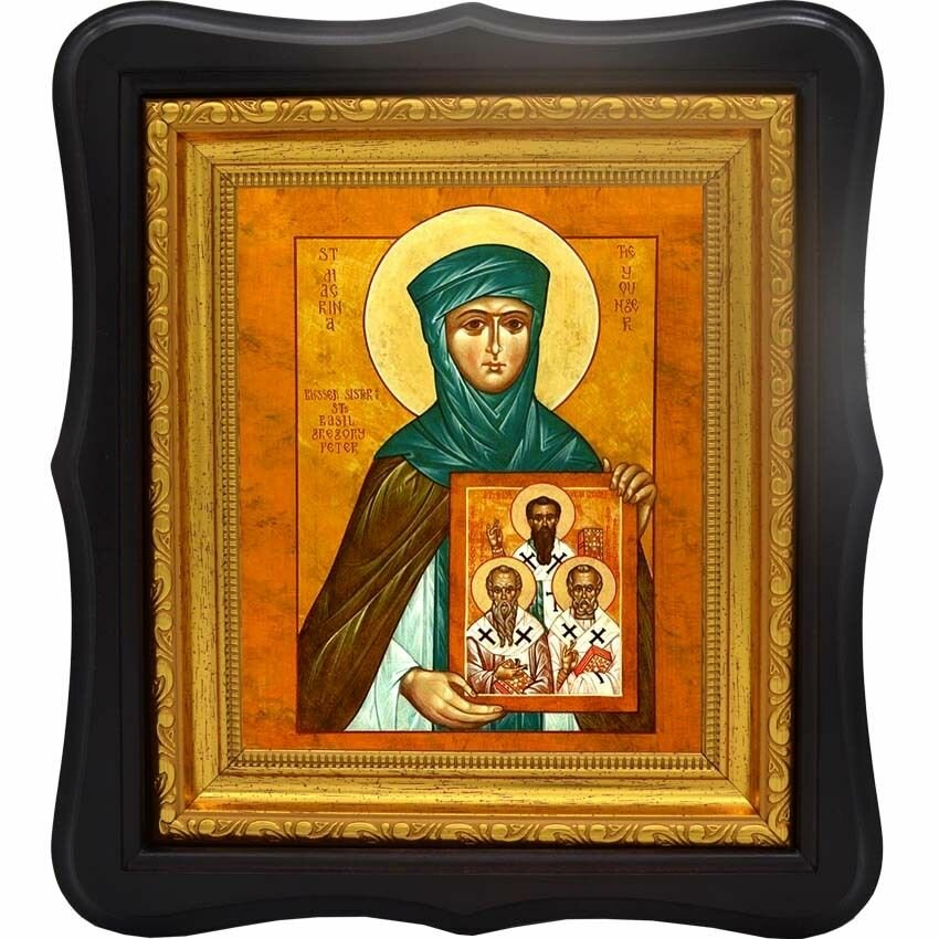 Макрина Каппадокийская, Новая, Младшая преподобная. Икона на холсте. (17 х 21 см / В деревянном киоте под стеклом).