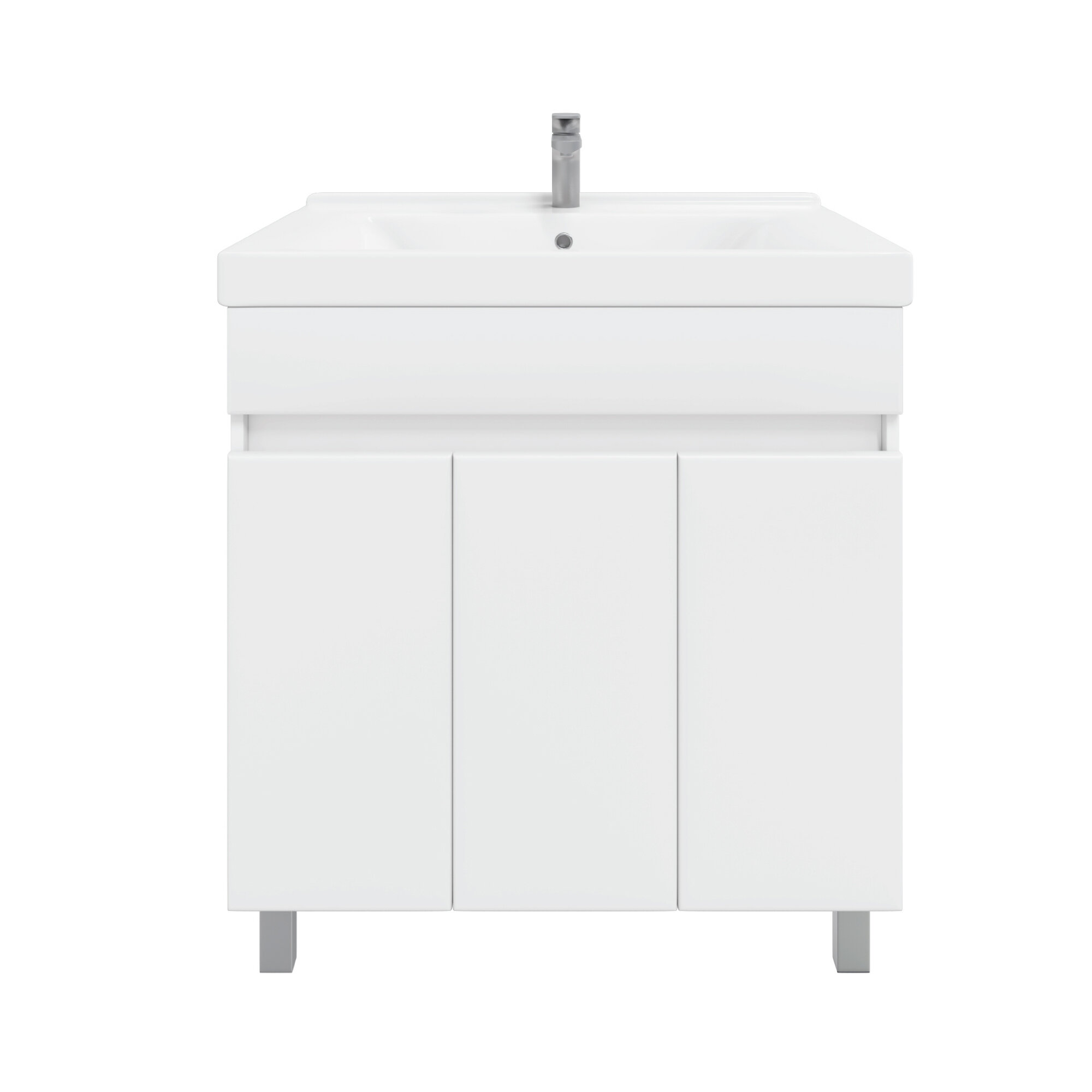 Тумба напольная SanStar Квадро 80 с раковиной Миранда 80 (комплект) для ванной комнаты, белая