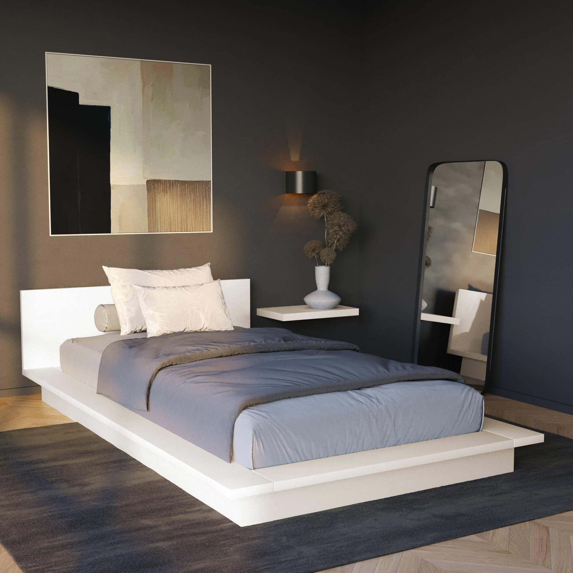 Кровать двуспальная массив 120x190 Азуми цвет Слоновая кость