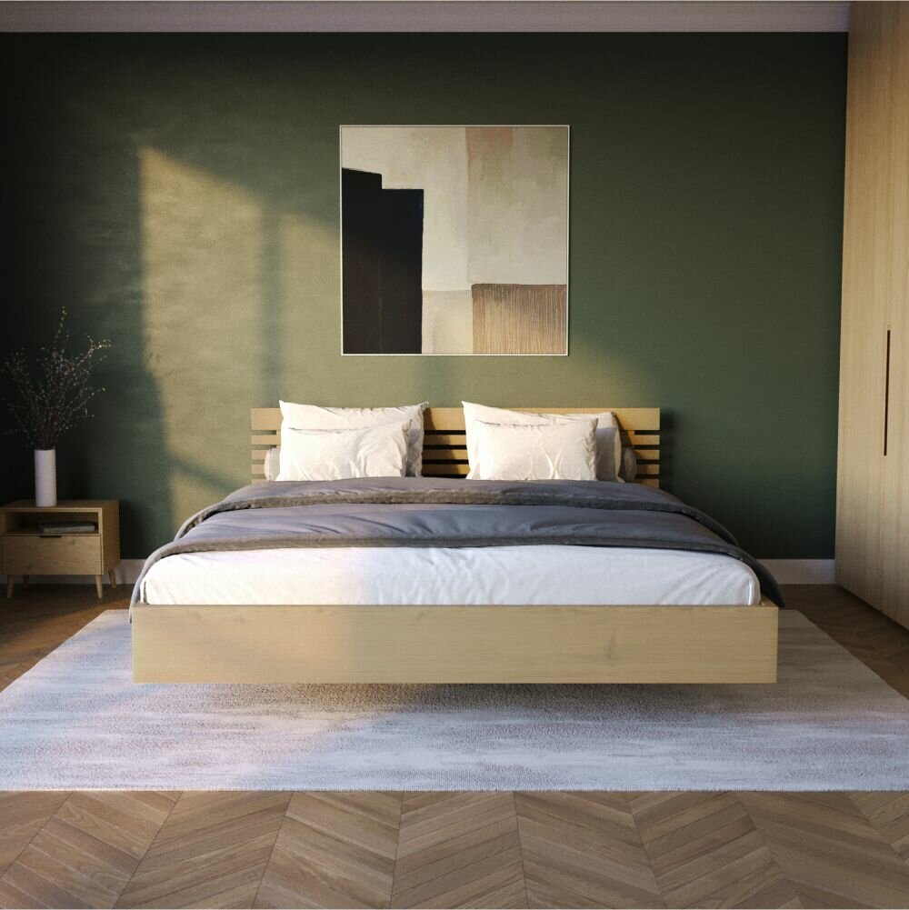 Кровать двуспальная 140x190 парящая Сонна цвет Орех