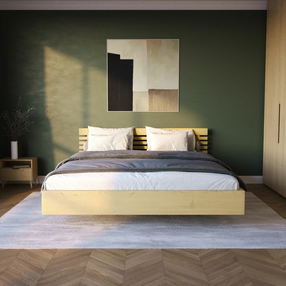 Кровать двуспальная 160x190 парящая Сонна цвет Бук