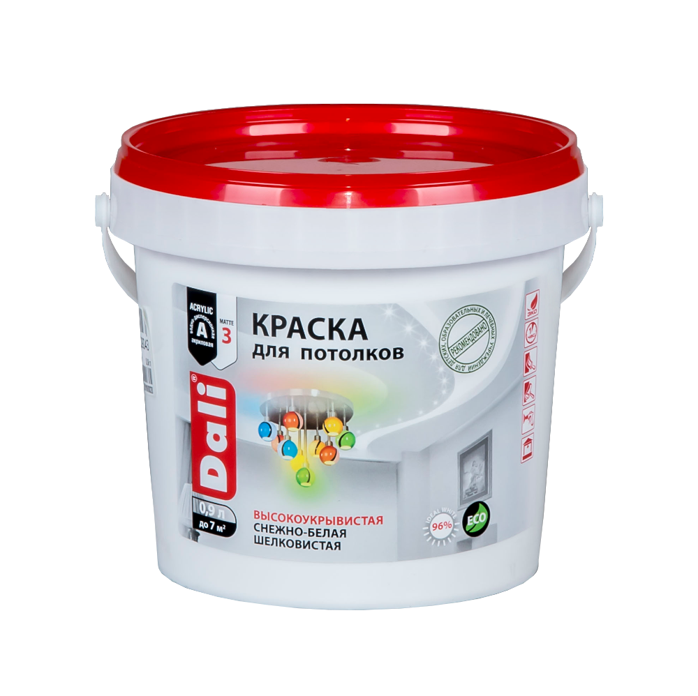 Dali / Дали краска для потолков акриловая глубокоматовая 0,9л