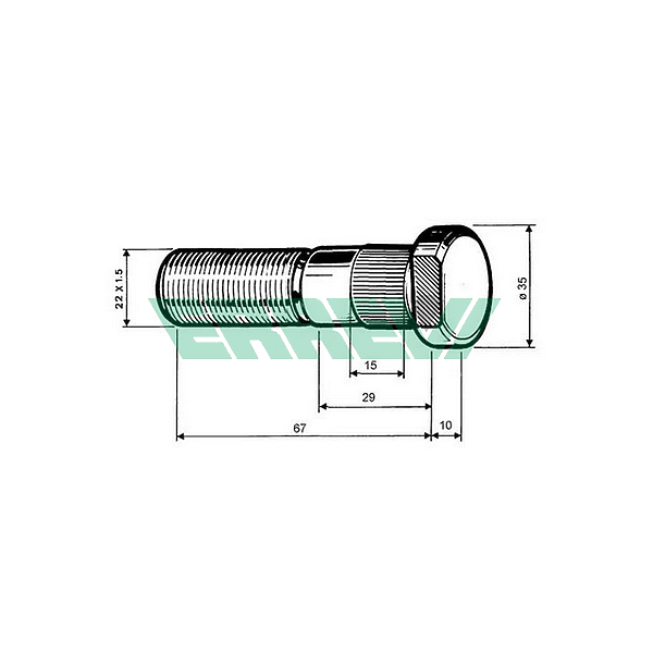 ERREVI 729366 (729366_ER) болт колесный m22x1.5x66 / 77 \saf