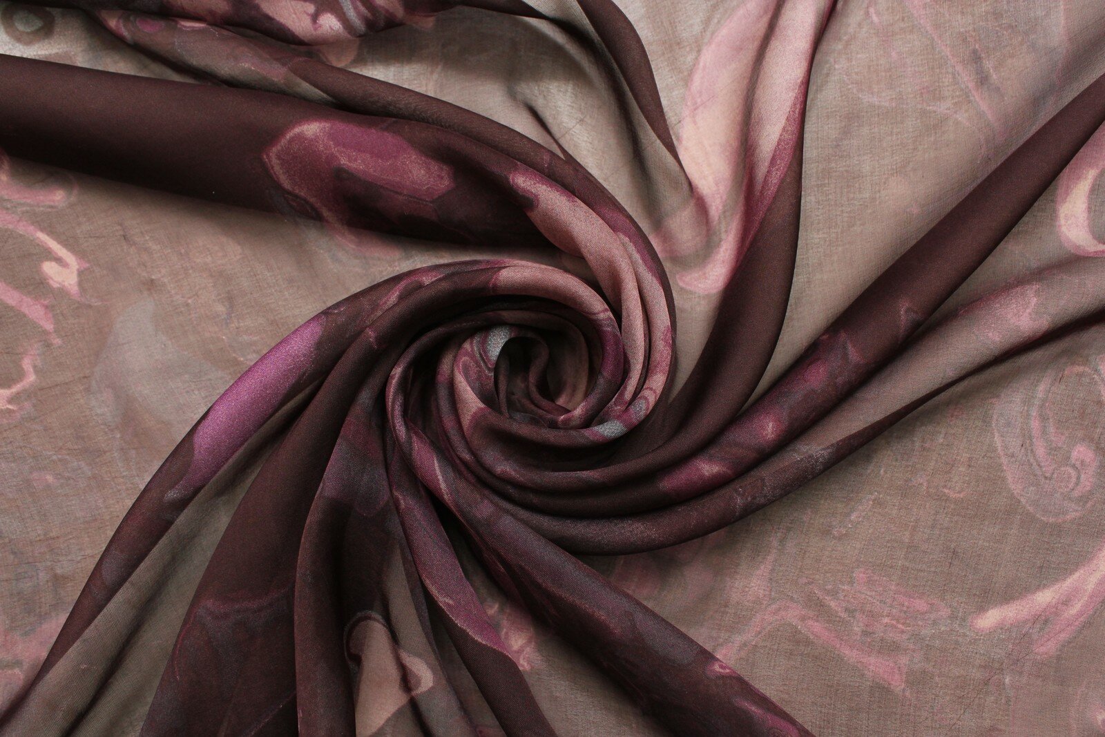 Ткань Шёлковый шифон Vera Cruz в свекольно-лиловых тонах, ш135см, 0,5 м