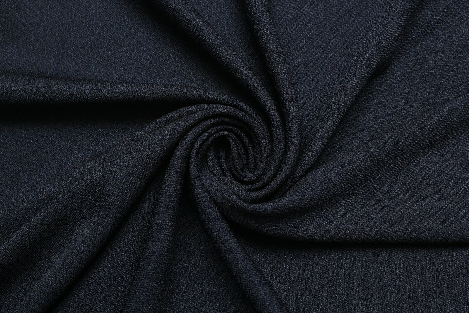Ткань костюмная чёрная с синим меланжевая ёлочка, 340 г/пм, ш145см, 0,5 м