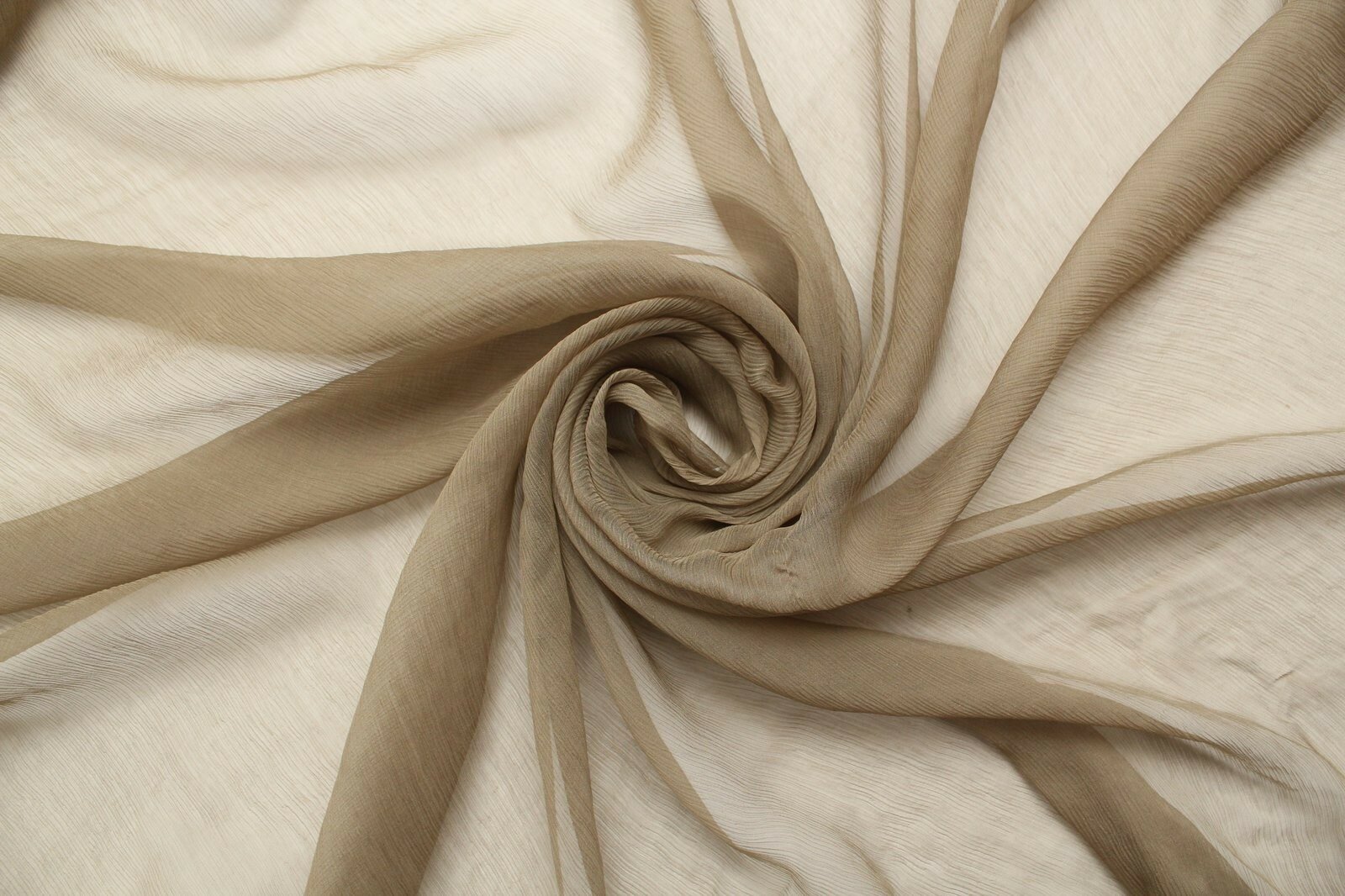 Ткань Шёлк шифон креш оливковый, ш126см, 0,5 м