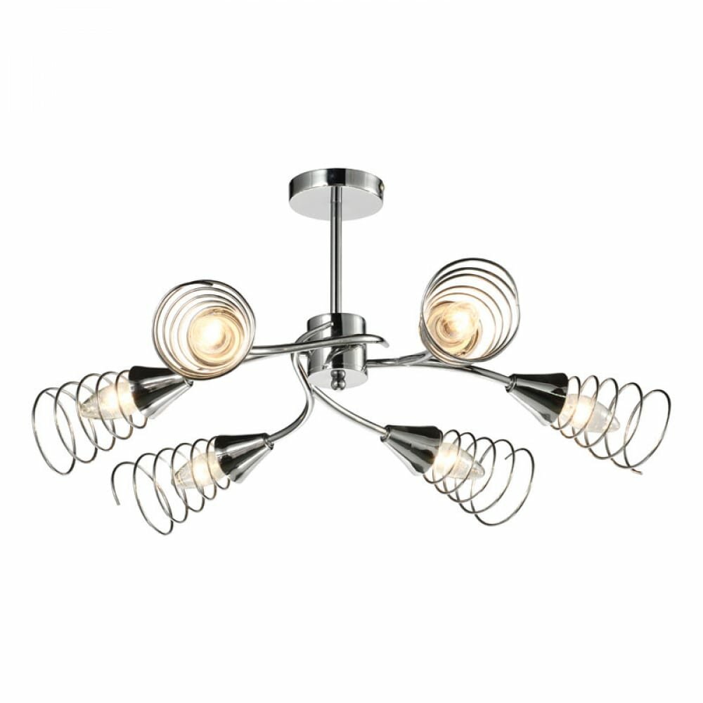 Люстра POWERLIGHT VERDI 6xE14x40W 1-010260 – люстра с глянцевым металлическим плафоном, стиль хай‑тек, защита