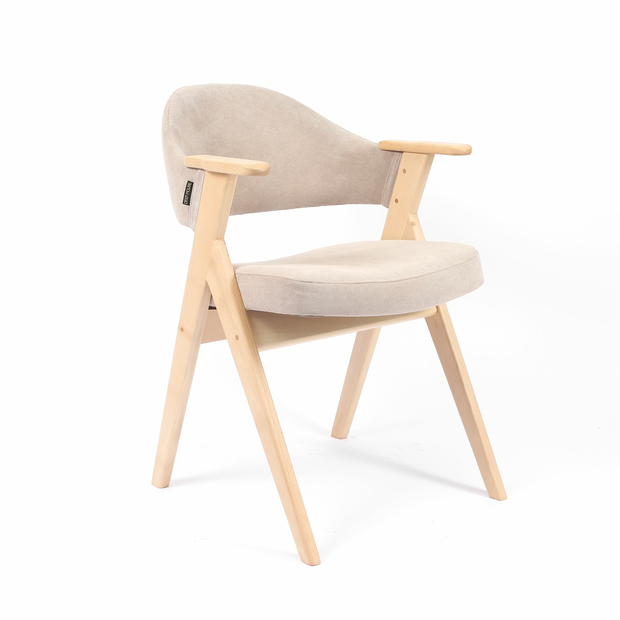 Стул Лестер бежевая ткань массив бука (натуральное дерево) для дома/для гостиной/для столовой/для кафе/кухонный стул/стул кухонный