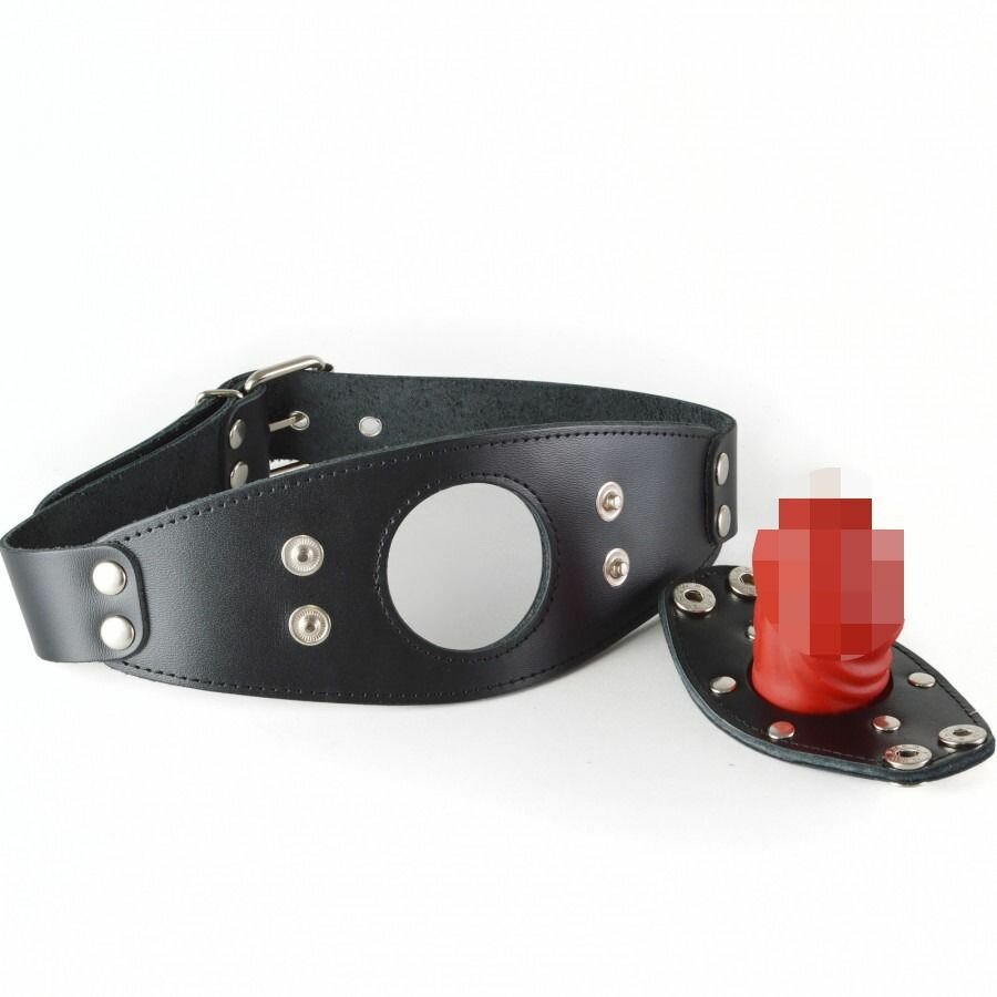 Кляп-фаллос Sitabella с кожаным щитом, черный